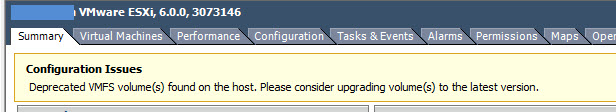 Deprecated Vmfs Volumes Found On The Host Warning On Esxi After Adding
